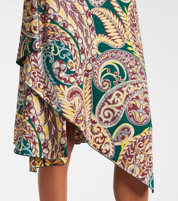 Etro Paisley Asymmetric Midi Dress - Multicoloured