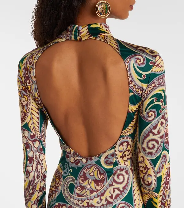 Etro Paisley Asymmetric Midi Dress - Multicoloured