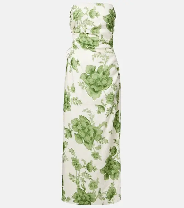 SIR. Gardella Cutout Floral Linen Midi Dress