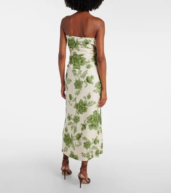 SIR. Gardella Cutout Floral Linen Midi Dress