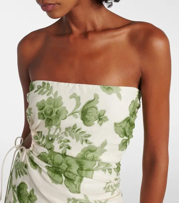SIR. Gardella Cutout Floral Linen Midi Dress