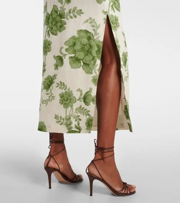 SIR. Gardella Cutout Floral Linen Midi Dress