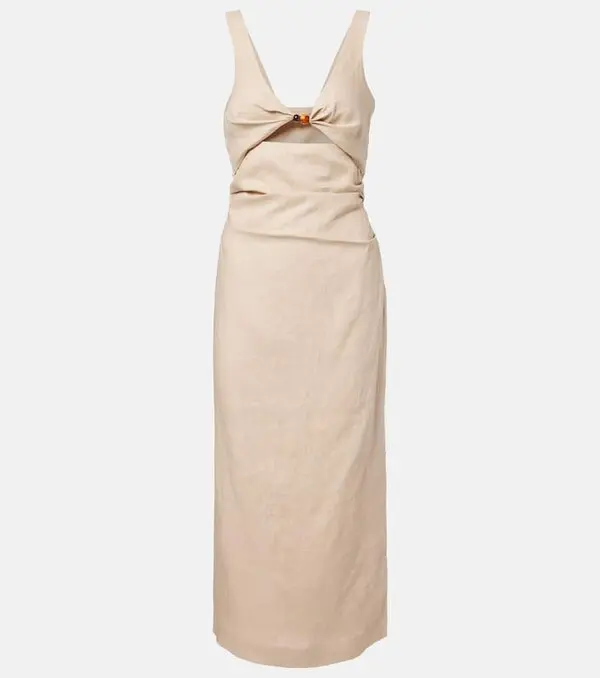 SIR. Moretti Cutout Linen Midi Dress