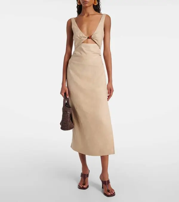 SIR. Moretti Cutout Linen Midi Dress