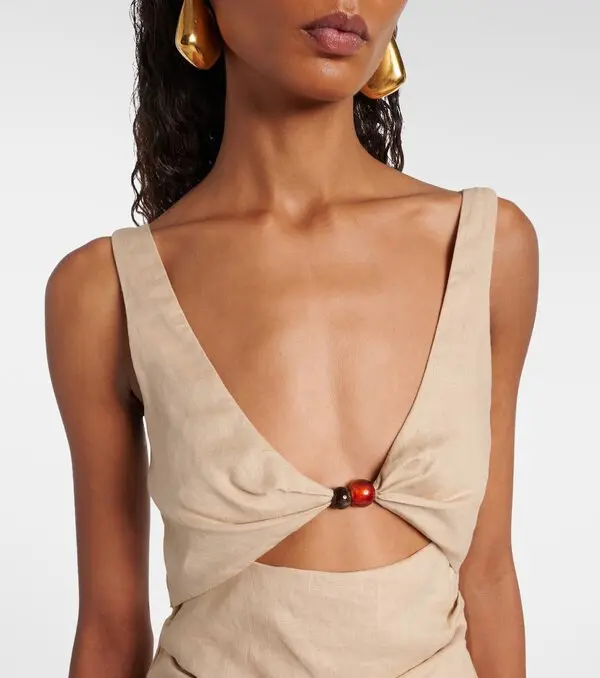 SIR. Moretti Cutout Linen Midi Dress