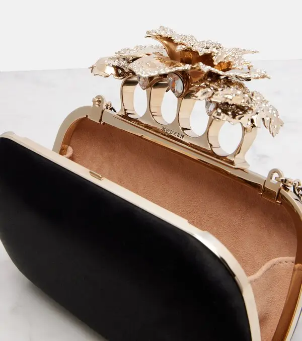 Alexander McQueen Carnation Knuckle Satin Clutch