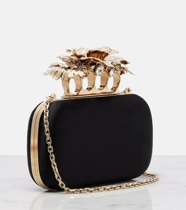 Alexander McQueen Carnation Knuckle Satin Clutch