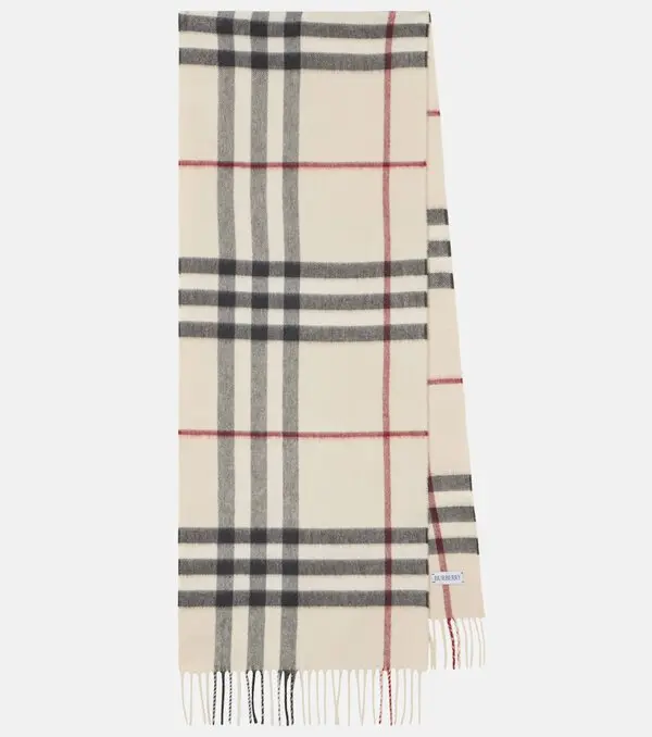 Burberry Giant Check Cashmere Scarf - Grey