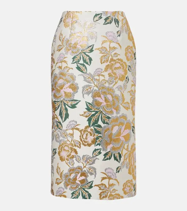 Carolina Herrera Floral Jacquard Midi Skirt - Multicoloured