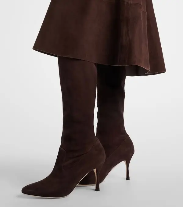 Manolo Blahnik Myconia Suede Knee-high Boots