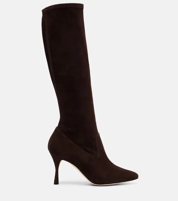 Manolo Blahnik Myconia Suede Knee-high Boots