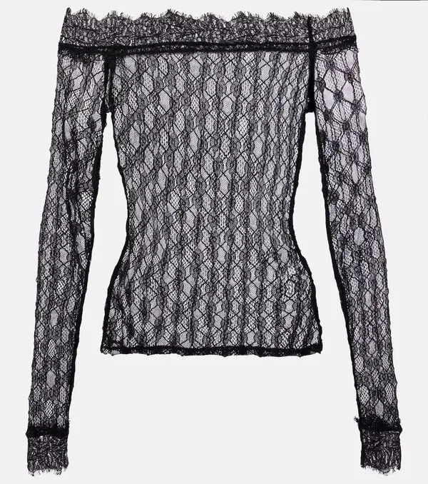 Isabel Marant Marlene Off-shoulder Lace Top - Black