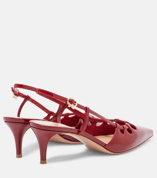 GIANVITO ROSSI Eloise 55 Patent Leather Slingback Pumps - Red