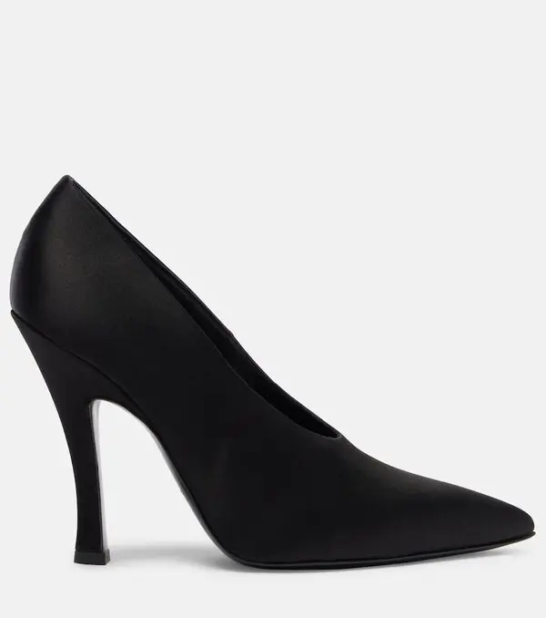 Magda Butrym Satin Pointed Toe Pumps - Black