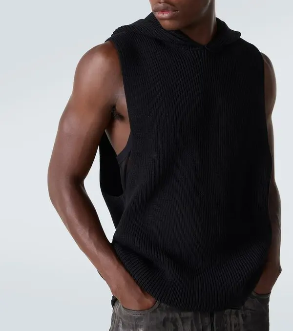 Rick Owens Ribbed-knit Virgin Wool Hooded Vest