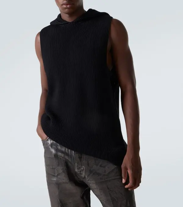 Rick Owens Ribbed-knit Virgin Wool Hooded Vest