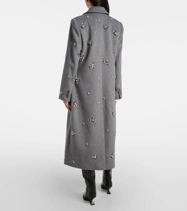 Simkhai Gianni Embellished Wool-blend Coat - Grey