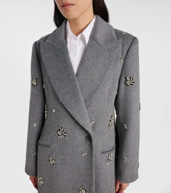 Simkhai Gianni Embellished Wool-blend Coat - Grey