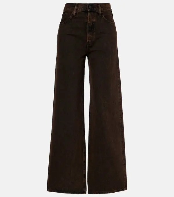 FRAME Collegiate High-rise Wide-leg Jeans - Brown