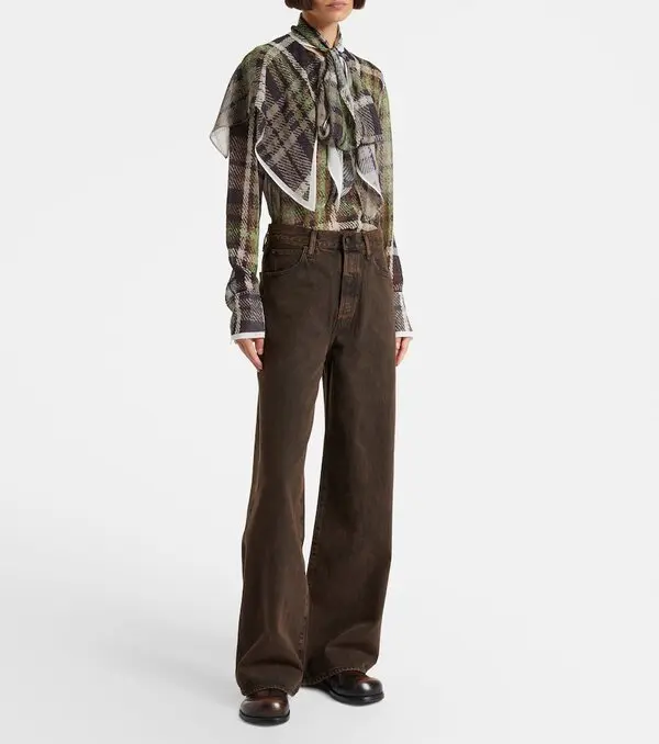 FRAME Collegiate High-rise Wide-leg Jeans - Brown