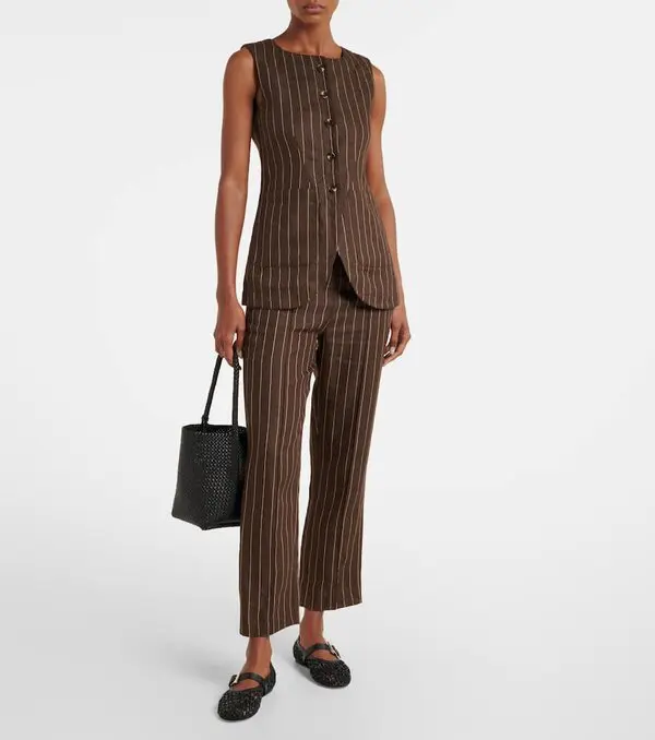 Posse Emma Pinstripe Linen Top