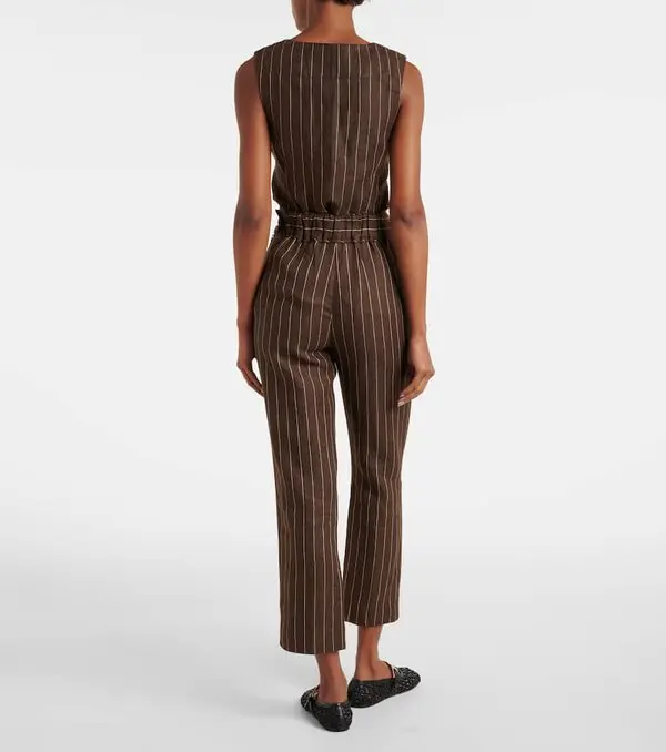 Posse Thea Pinstriped Linen Pants - Brown