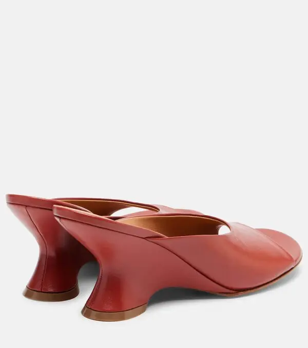 Dries Van Noten 75 Leather Wedge Mules