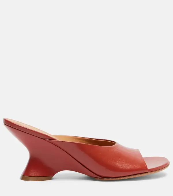 Dries Van Noten 75 Leather Wedge Mules