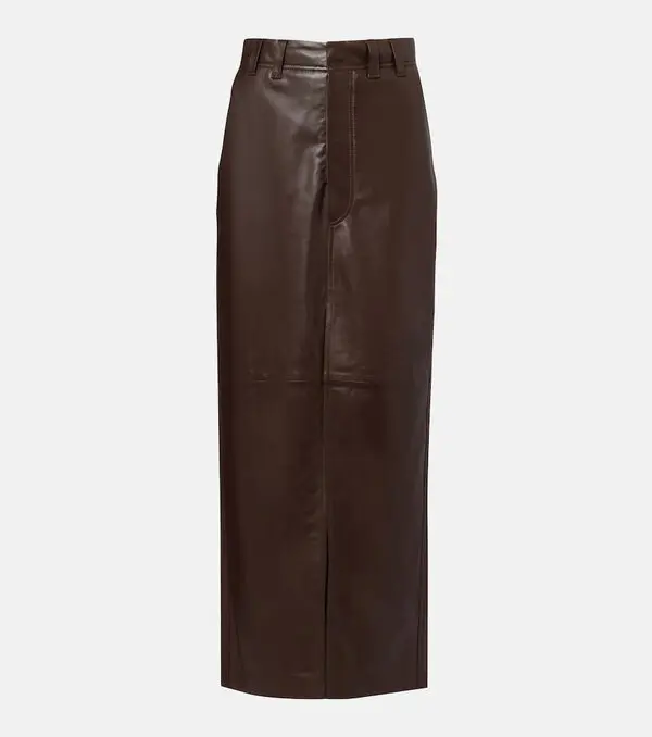Brunello Cucinelli Leather Maxi Skirt - Brown