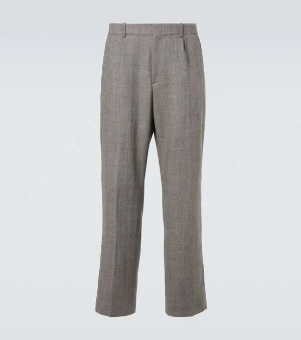 Our Legacy Borrowed Virgin Wool Chinos In Brown Natural Herringbone - Grey