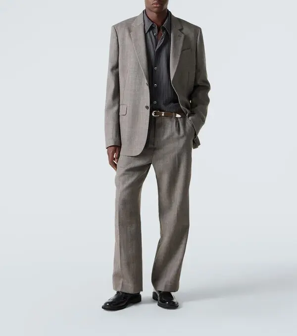 Our Legacy Borrowed Virgin Wool Chinos In Brown Natural Herringbone