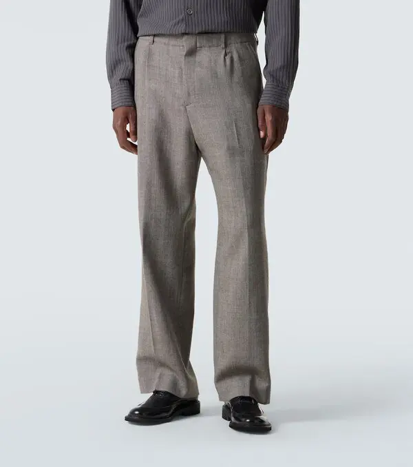 Our Legacy Borrowed Virgin Wool Chinos In Brown Natural Herringbone