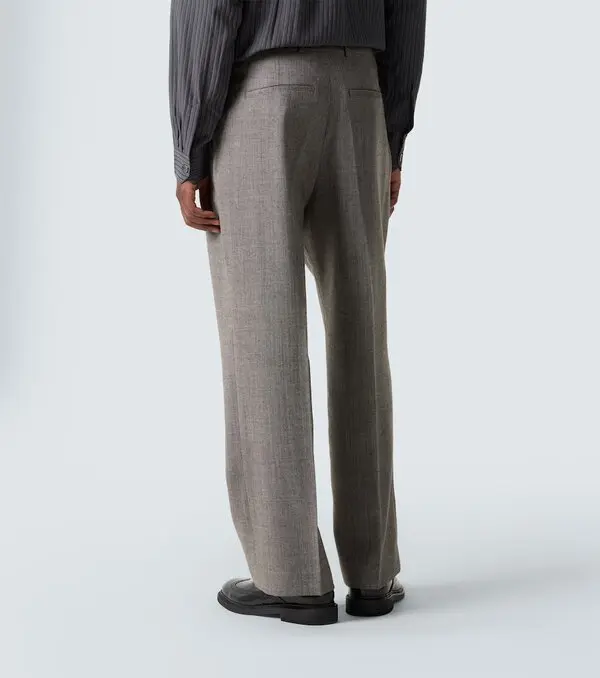 Our Legacy Borrowed Virgin Wool Chinos In Brown Natural Herringbone
