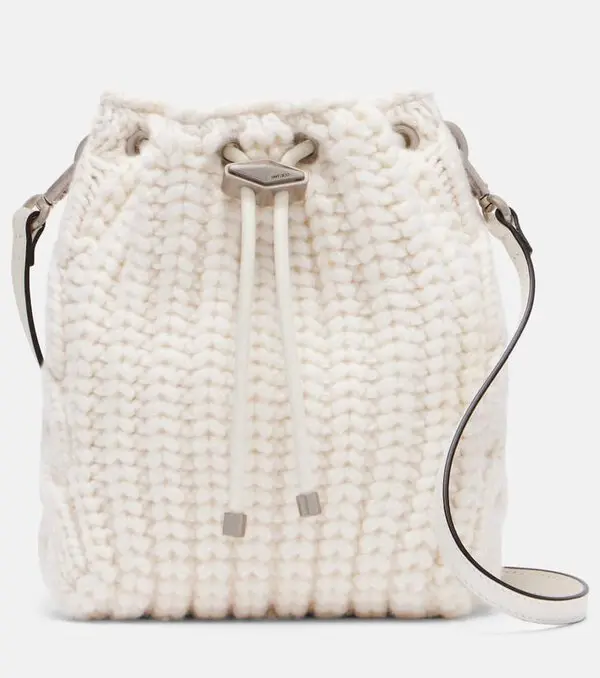 JIMMY CHOO Cinch Mini Cable-knit Bucket Bag