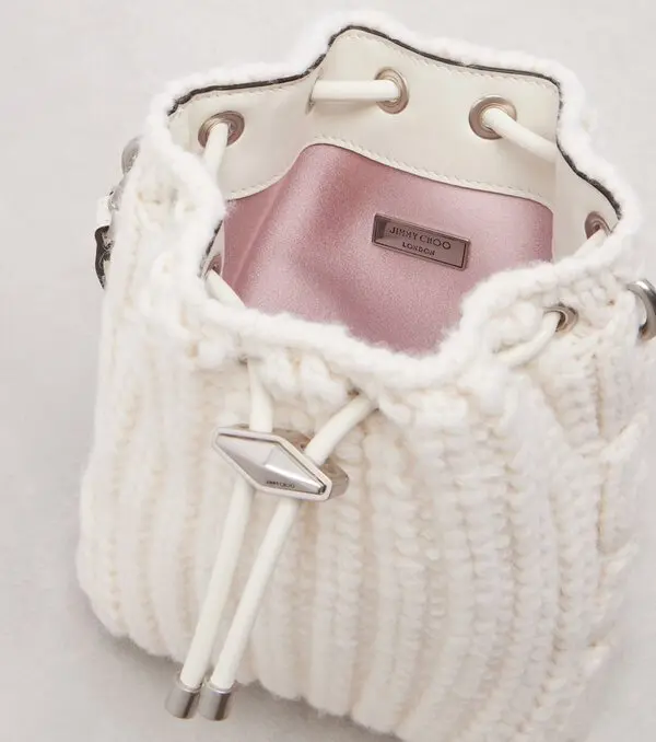 JIMMY CHOO Cinch Mini Cable-knit Bucket Bag