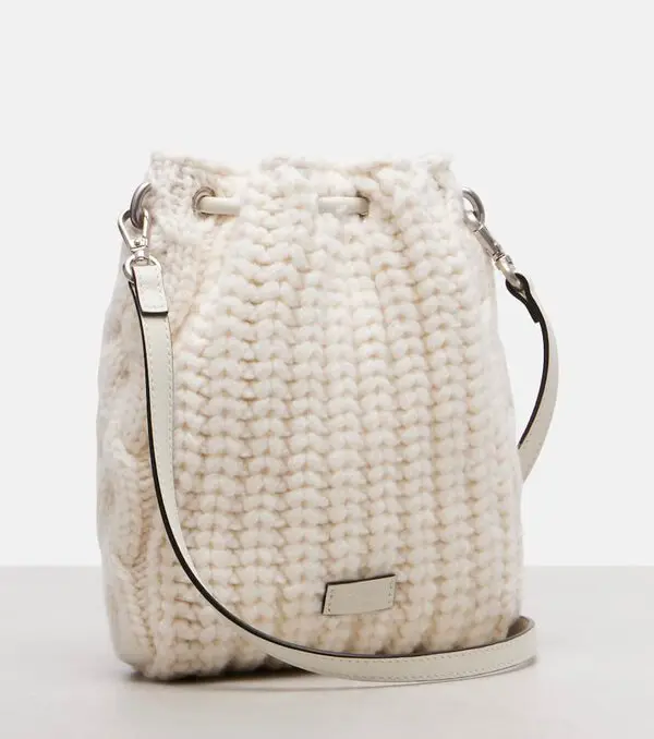 JIMMY CHOO Cinch Mini Cable-knit Bucket Bag