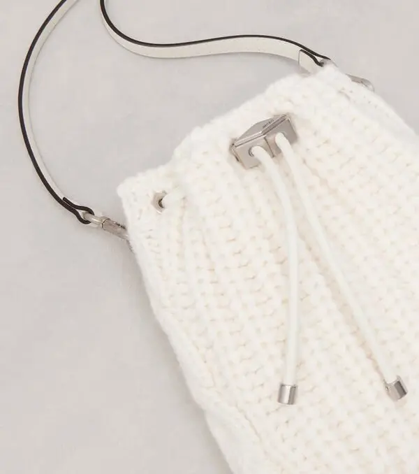 JIMMY CHOO Cinch Mini Cable-knit Bucket Bag