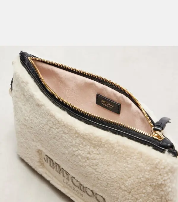 JIMMY CHOO Shearling Logo Pouch
