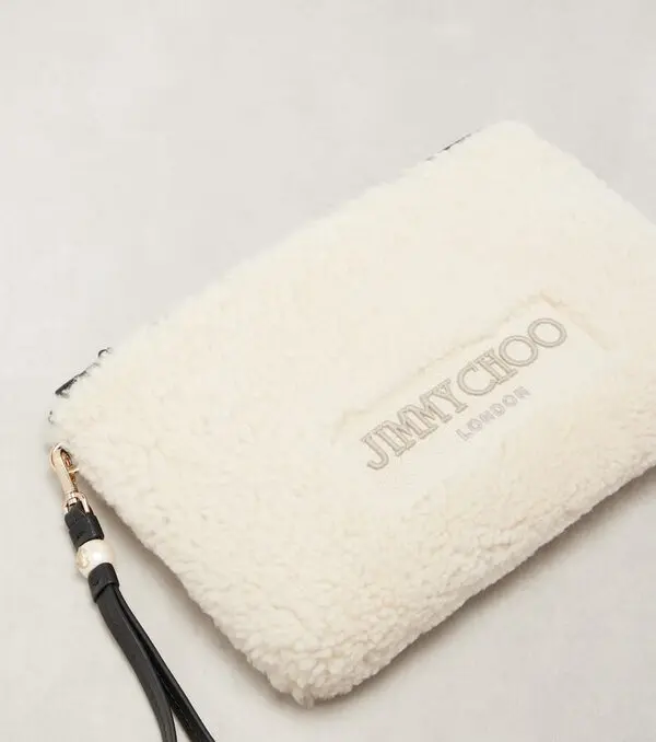 JIMMY CHOO Shearling Logo Pouch