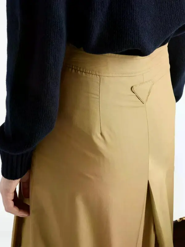 Prada Box-pleat Kick-pleat Midi Skirt - Neutrals