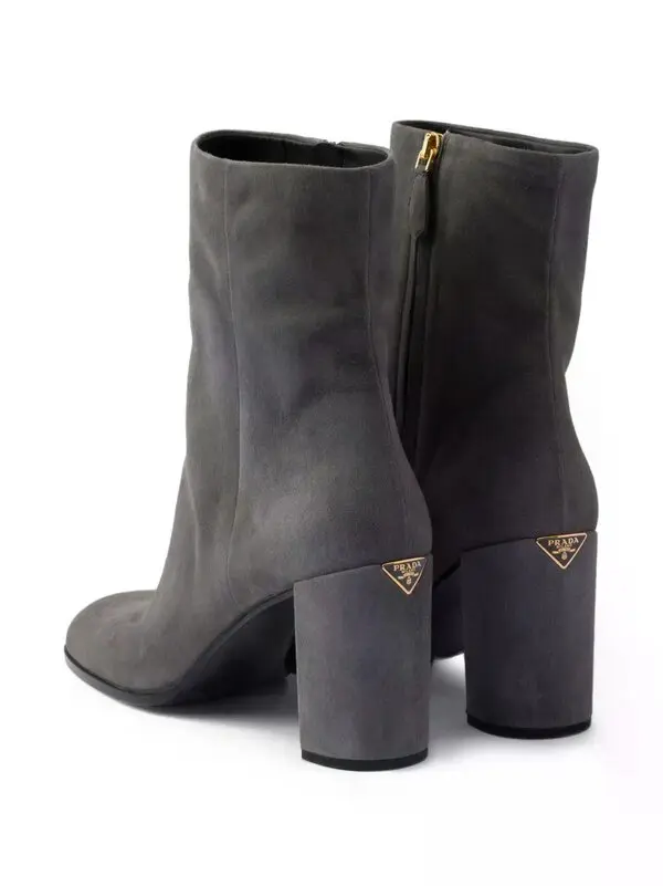 Prada 85mm Suede Block-heel Boots - Grey