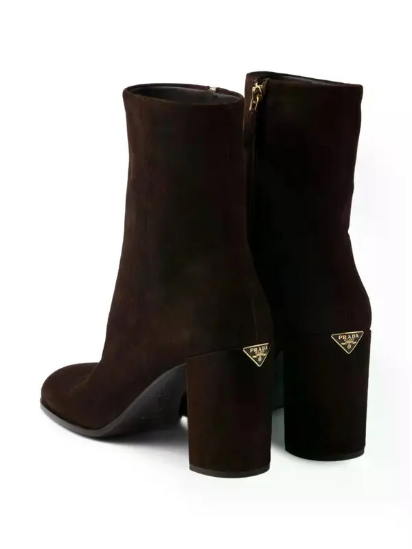 Prada Suede Ankle Boots With Block Heel