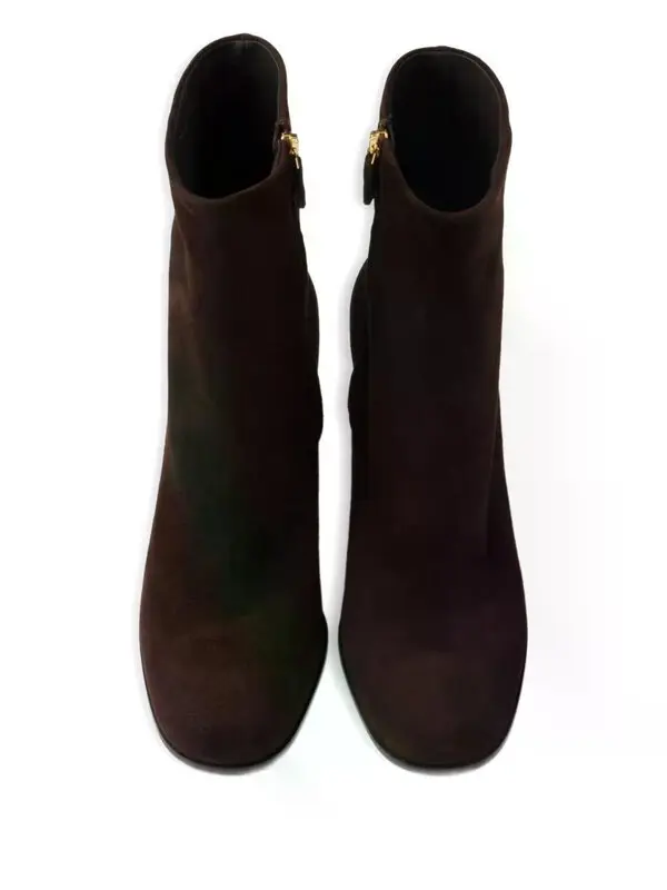Prada Suede Ankle Boots With Block Heel