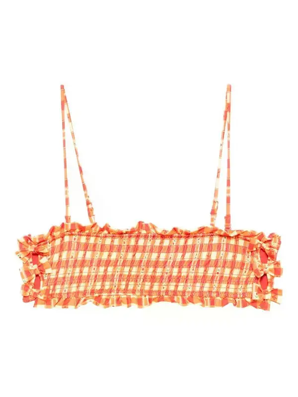 DAMSON MADDER Shirred Bow Bikini Top - Orange