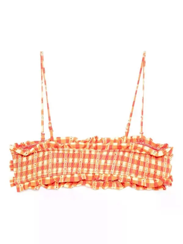 DAMSON MADDER Shirred Bow Bikini Top - Orange