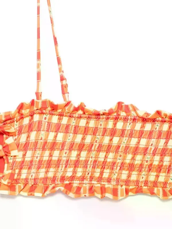 DAMSON MADDER Shirred Bow Bikini Top - Orange