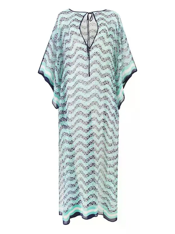 Casablanca Monogram Print Beach Kaftan - Green