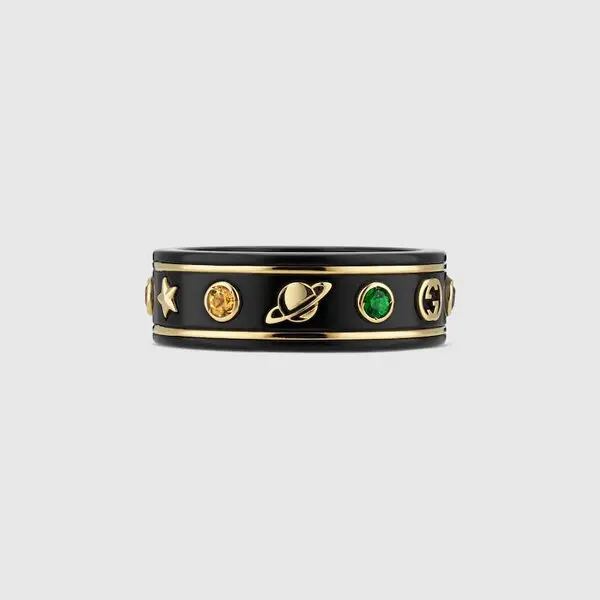 Gucci Icon 18k Ring With Gemstones - Yellow Gold