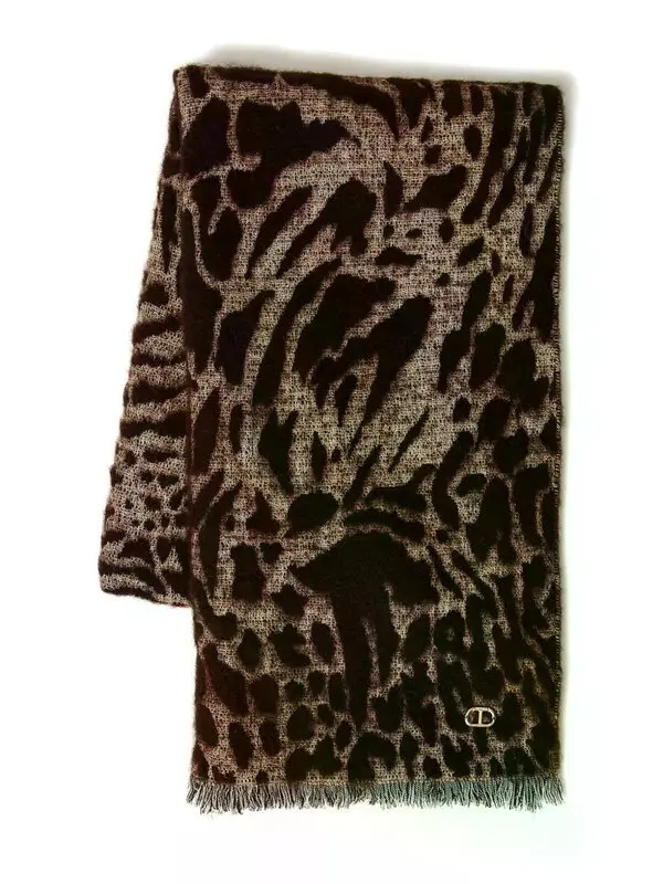 TWINSET Animal-print Woven Scarf - Brown