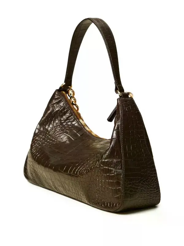 TWINSET Liliane Crocodile-effect Chain Shoulder Bag - Black